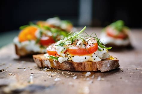 Caprese On Rustic Bread Side Shot With A Bite Taken On Parchment Stock Illustration