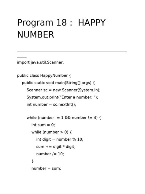 Program 18 Happy Number Pdf