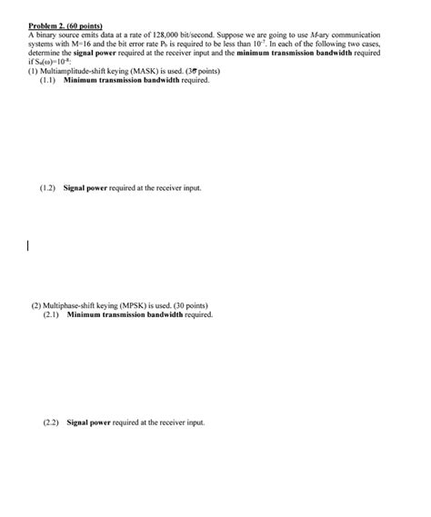 Solved Problem Points A Binary Source Emits Data At Chegg