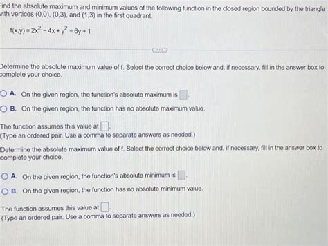 solved ind the absolute maximum and minimum values of the