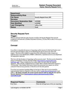 Fillable Online Registrar Missouri Myzou Security Request Form Fax Email Print PdfFiller