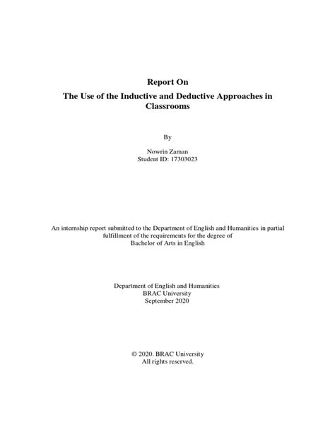 Report On The Use Of The Inductive And Deductive Approaches In