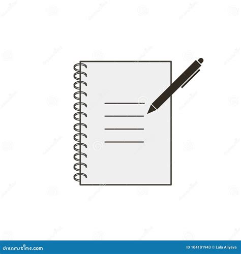 Notebook With Pen Icon In Simple Style Isolated On White Background Notes Symbol Stock