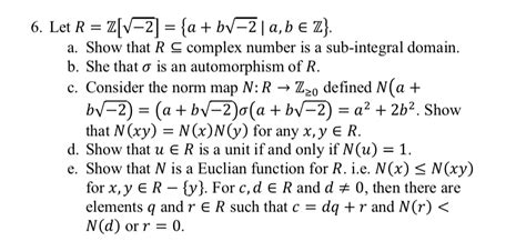Solved 6 Let R Z V2 A Bv2 A B E Z A Show