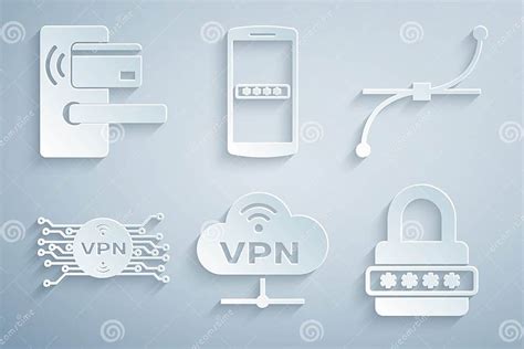 Set Vpn Network Cloud Connection Bezier Curve With Microchip Circuit Password Protection