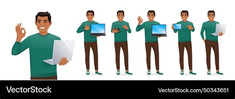 Man Using Laptop And Tablet Computer Royalty Free Vector