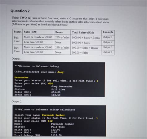 Solved Question 2 Using Two 2 User Defined Functions