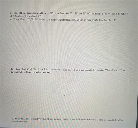 An Affine Transformation Of Rn Is A Function Chegg