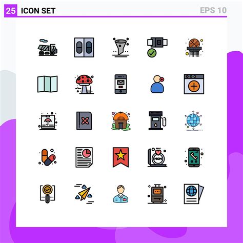 User Interface Pack Of 25 Basic Filled Line Flat Colors Of Map Basket