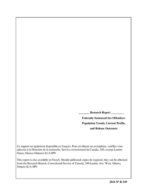 Fillable Online Publications Gc Federally Sentenced Sex Offenders