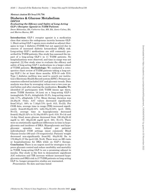 Pdf Odp259 Evaluating The Efficacy And Safety Of Long Acting Glp 1 Receptor Agonist In T1dm