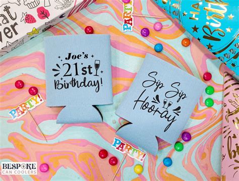 Sip Sip Hooray 21st Birthday 21st Personalized Can Cooler Custom