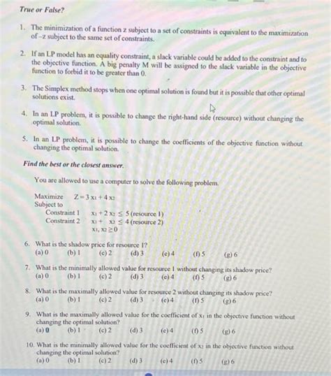 [solved] please solve correctly true or false 1 the minimization of