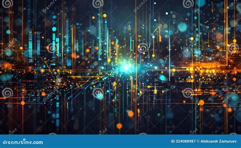 Digital Cyberspace With Particles And Digital Data Network Connections Abstract Background