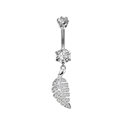 Designer Belly Bars Silver Leaves Design Belly Rings Etsy