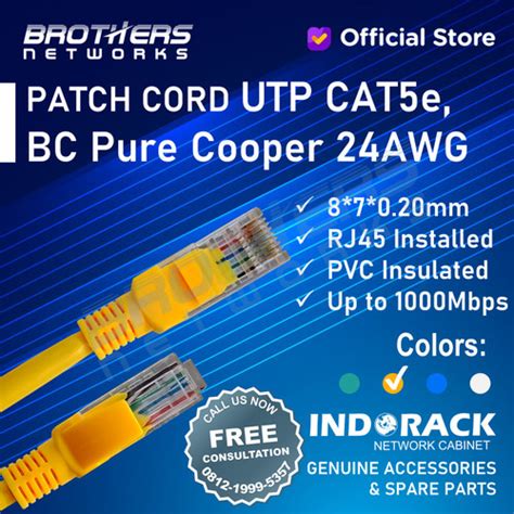 Jual Patch Cord 1m Utp Cat 5e Indorack Kabel Ethernet Lan Cat5e 1