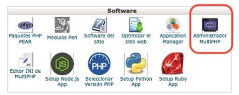 Seleccionar versión de PHP
