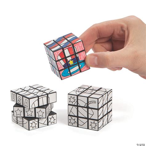 Color Your Own Patriotic Mini Puzzle Cubes 12 Pc Oriental Trading