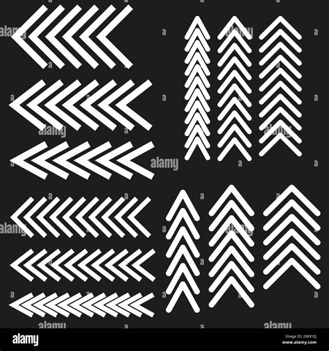 Chevron Patterns Collection Black And White Arrow Design Vector Directional Symbols Stock