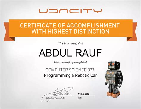 Udacity Cs373 Certificate Abdul Rauf Ppt