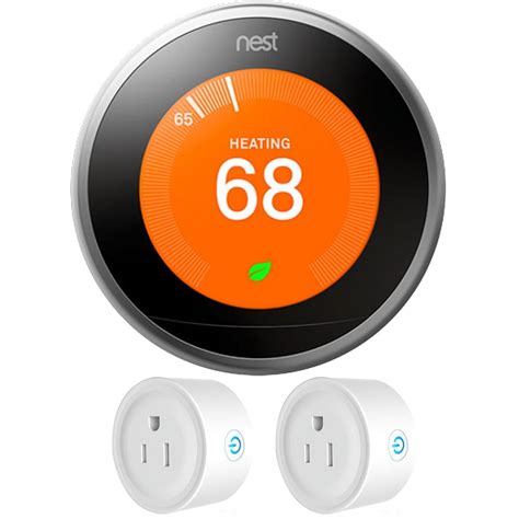 Nest T3007es Learning Thermostat 3rd Gen Stainless Steel With Deco Gear 2 Pack Wifi Smart