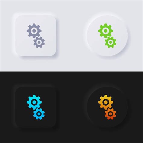 Premium Vector Cog Icon Set Multicolor Neumorphism Button Soft UI