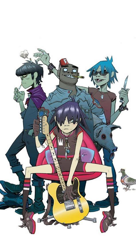 Music Band Cartoon Sketch Gorillaz English Virtual Band Formed In