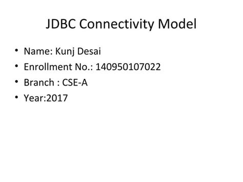 jdbc connectivity model ppt