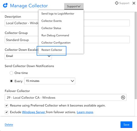 Restarting Collectors Logicmonitor