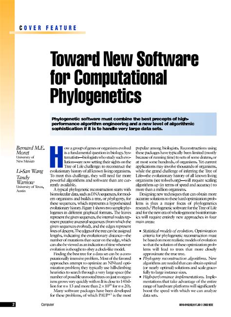 Pdf Toward New Software For Computational Phylogenetics