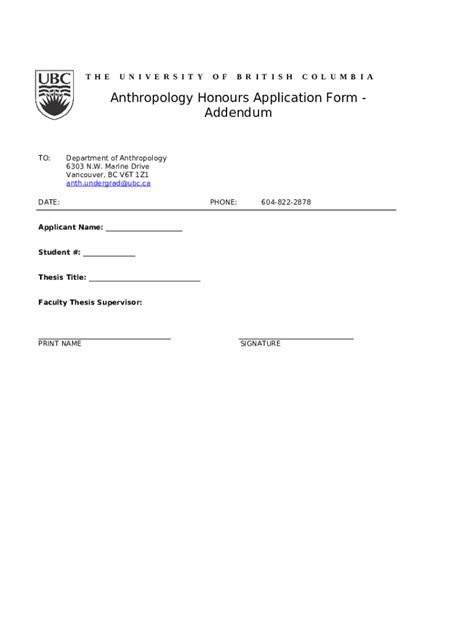 Honours Application Addendum Ubc Anthropology Anth Ubc Doc Template Pdffiller