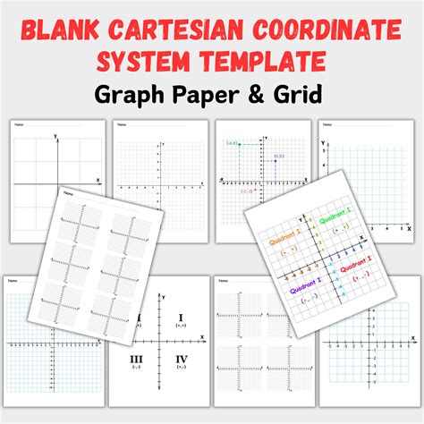 Blank Cartesian Coordinate System Template Graph Paper And Grid Math Worksheet Made By Teachers
