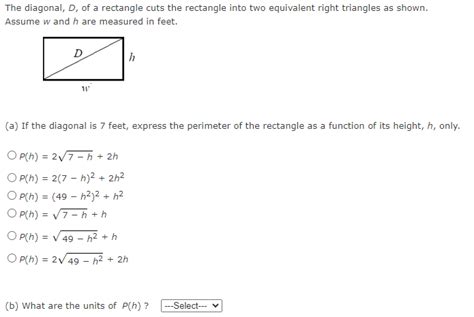 solved the diagonal d ﻿of a rectangle cuts the rectangle