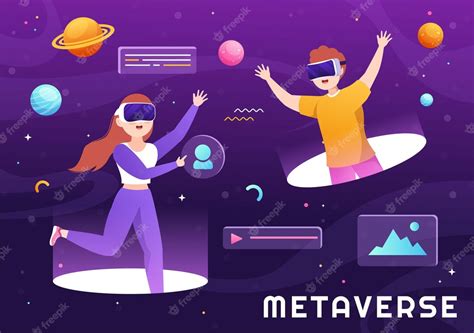 Premium Vector | Metaverse digital virtual reality technology wears vr ...