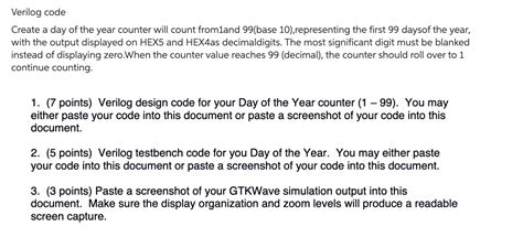 Verilog Code Create A Day Of The Year Counter Will