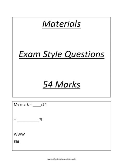 Exam Style Questions Materials Pdf