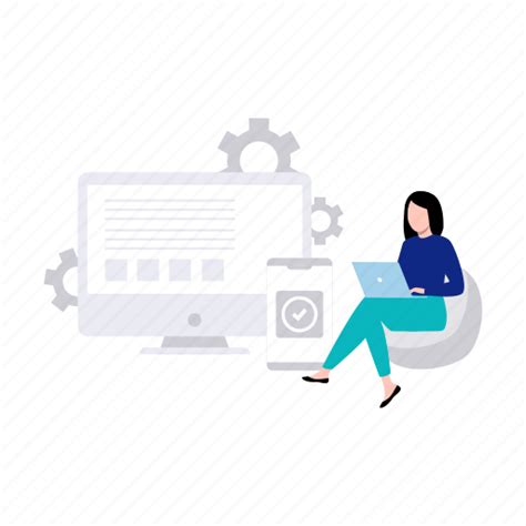 Monitor Female Laptop Working Setting Icon Download On Iconfinder