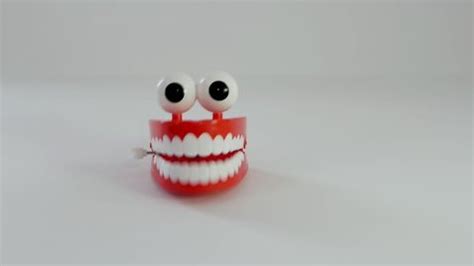 Crazy Wind Up Teeth Chattering Away Funny Stock Footage Video 100