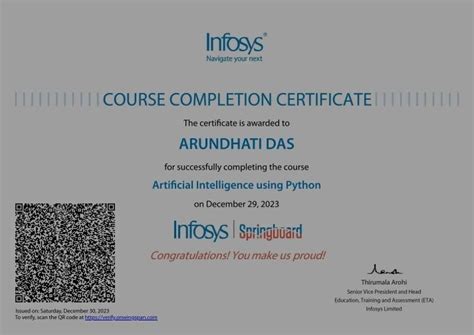 arundhati das on linkedin infosysspringboard aiwithpython