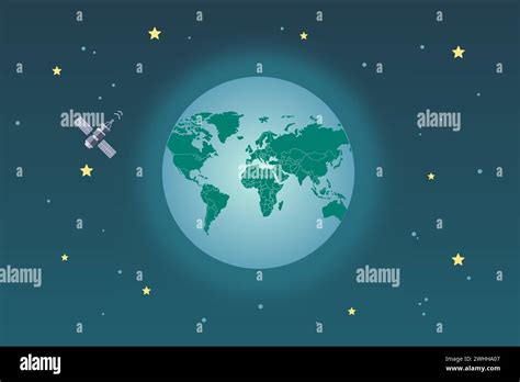 Space Satellite Orbiting The Earth Vector Illustration Stock Vector Image And Art Alamy