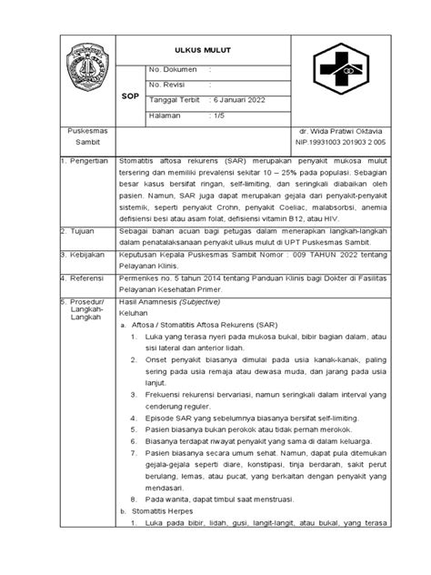 Sop Ulkus Mulut Pdf