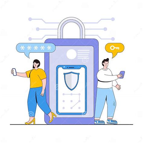 Mobile Device Security Vector Illustration Concept With Characters