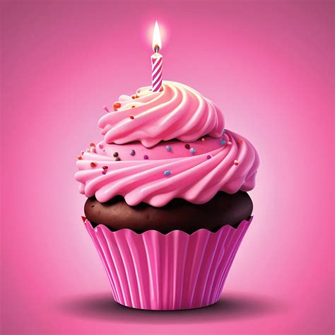 Colorful Birthday Cupcake With Pink Frosting Free Download Ai Scribbles