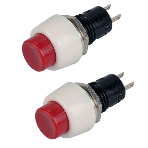 2x Red Mini 2 Pin Round Toggle Self Locking Power ON OFF Push Button Switch VE140 P0 05