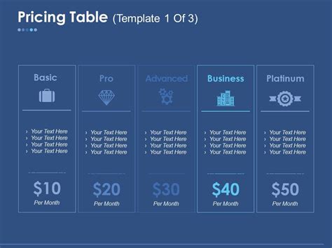 Pricing Table Ppt Powerpoint Presentation Slides Graphics
