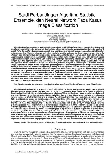Pdf Studi Perbandingan Algoritma Statistic Ensemble Dan Neural