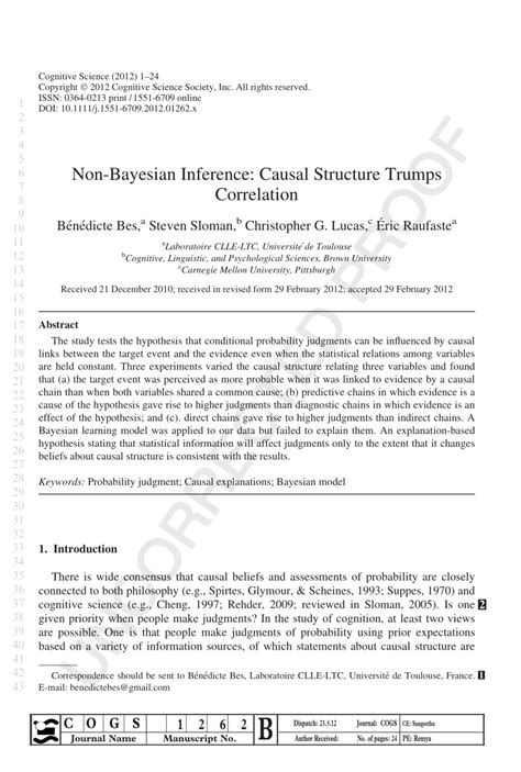 Pdf Non Bayesian Inference Causal Structure Trumps Correlation