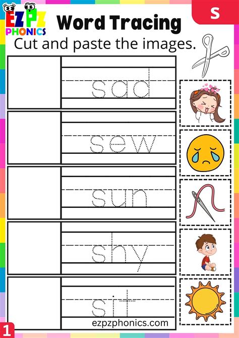 Letter S Word Tracing Beginning Sounds Worksheet