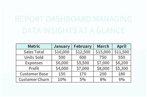 report dashboard managing data insights at a glance excel template and