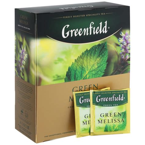 Чай Гринфилд зеленый с мелиссой и лимоном 1,5г*25пак*10шт GREEN ...